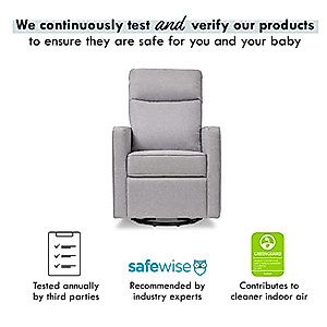 DaVinci Gabby Pillowback Swivel Glider in Polyester, Misty Grey, Greenguard Gold & CertiPUR-US Certified