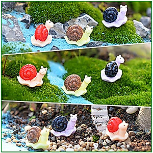 JKanruh 21 Pcs Mini Animals Miniature Resin Snail,Mini Snail Figurines,Fairy Garden Snail Miniature Moss Landscape Ornaments for Outdoor Decoration,Home Décor,Cake Decoration,DIY Crafts