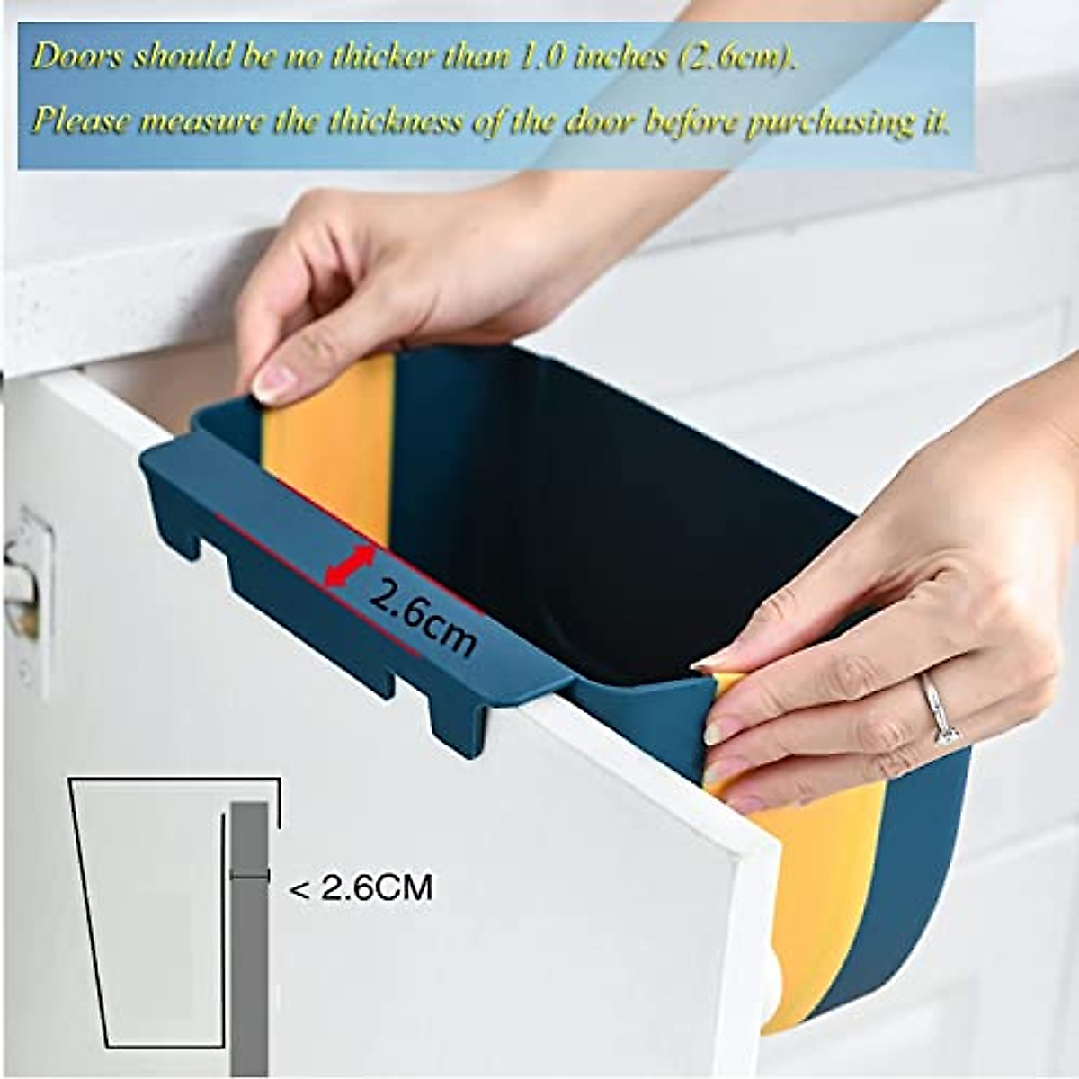Hanging Kitchen Trash Can,Foldable Waste Bin for Kitchen,Hanging Folding Mini Trash Can for Kitchen Cabinet Door,Collapsible Hang Small Plastic Garbage Can for Cabinet/Car/Bedroom/Bathroom 3L(White)