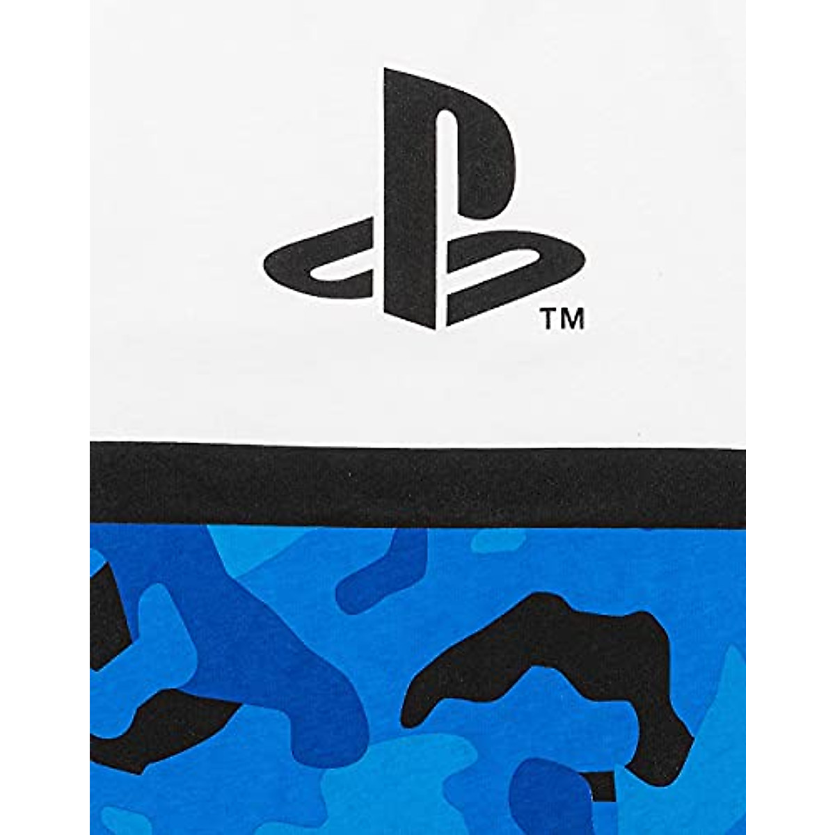 PlayStation Kids T-Shirt Camo Boys Blue White Logo Game Short Sleeve Top 7-8 Years