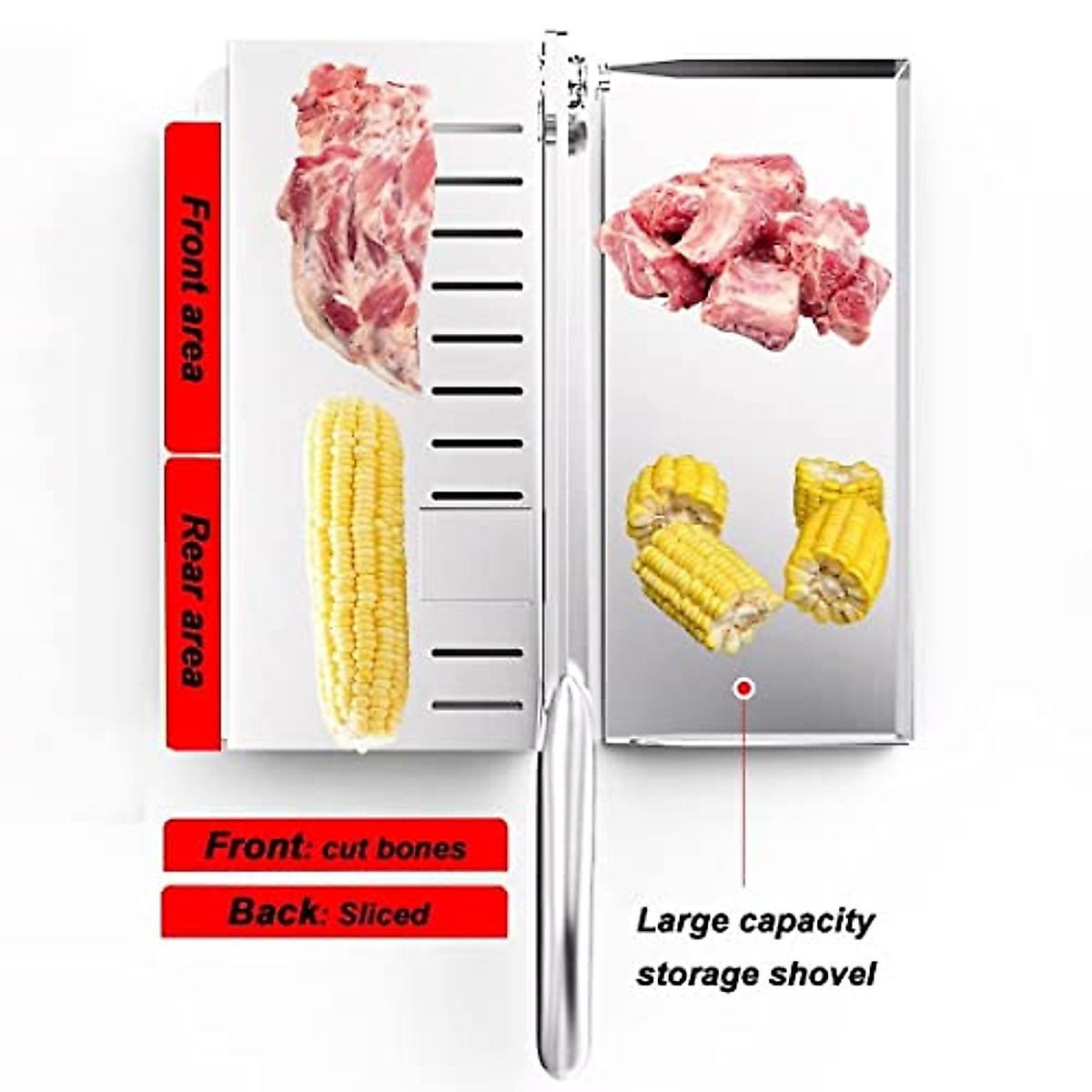 Manual Bone Meat Slicer,Stainless Steel Bone Cutter Machine,Rib Fish Chicken Beef Cutting Machine for Home Cooking and Commercial Cooking 15.3 In(2 Sharp Blades)