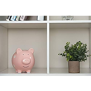 Pearhead Ceramic Piggy Bank, Baby Girl Nursery Décor, Money Bank For Kids, Baby Keepsake, Gift For New And Expecting Parents, Pink Polka Dots