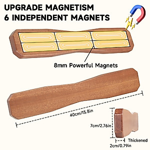 16in Magnetic Knife Strip No Drilling, Magnetic Knife Holder for Wall with 4 Adhesive Pad, Wood Magnet Knife Holder Strip for Kitchen, Powerful Magnetic Knife Rack Use as Tool Key Storage Knife Bar