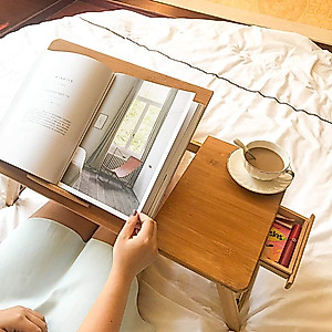 YLYAJY Target Marketing Systems Wood Corner Desk with Drawer and Storage Shelf, Antique Finish