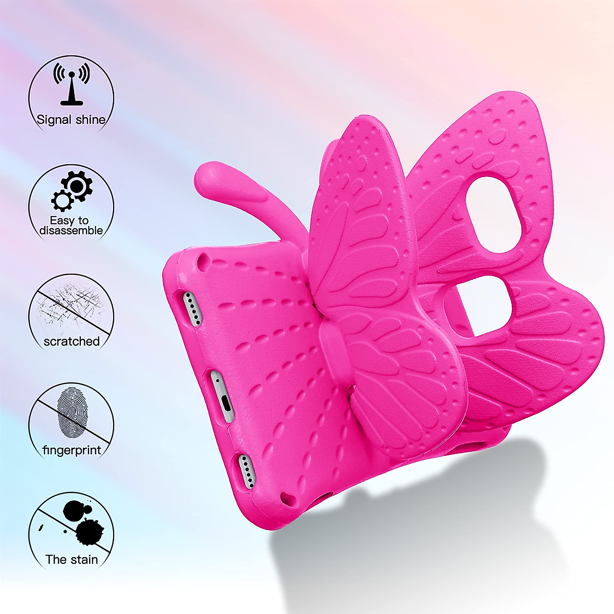 Feitenn Galaxy Tab A 8.0 Case for Kids 2019 SM-T290 / SM-T295, 3D Cartoon Butterfly Cover Non-Toxic EVA Kickstand Kid-Proof Shockproof Bumper Shell Girl Boy Gift for Samsung Tab A 8.0'' 2019 - Rose
