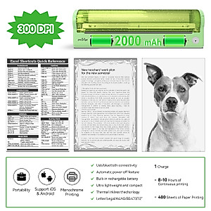 PeriPage P80 Portable Printer,Thermal Wireless Bluetooth Printer Support 8.5" X 11" US Letter & Legal,A4 Thermal Paper, Inkless Printer Compatible with iOS, Android Phone,Laptops (Green 300dpi)