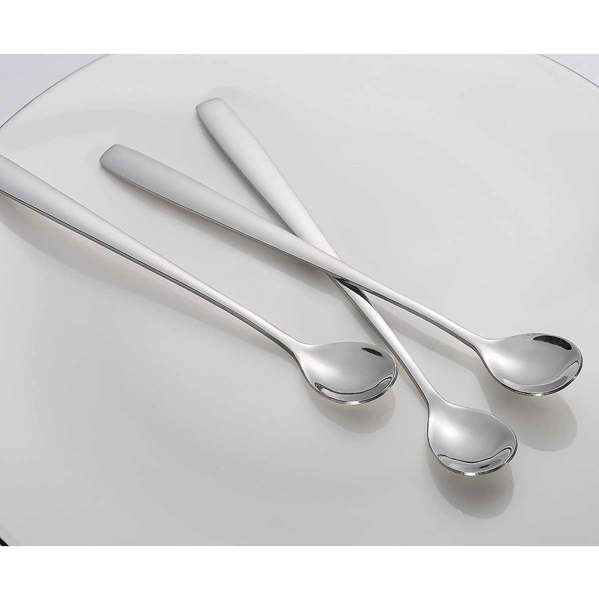 Stainless Steel Iced Tea Spoons Set of 6 Cocktail stir sticks Spoons Bar Spoon for Cold Drinks