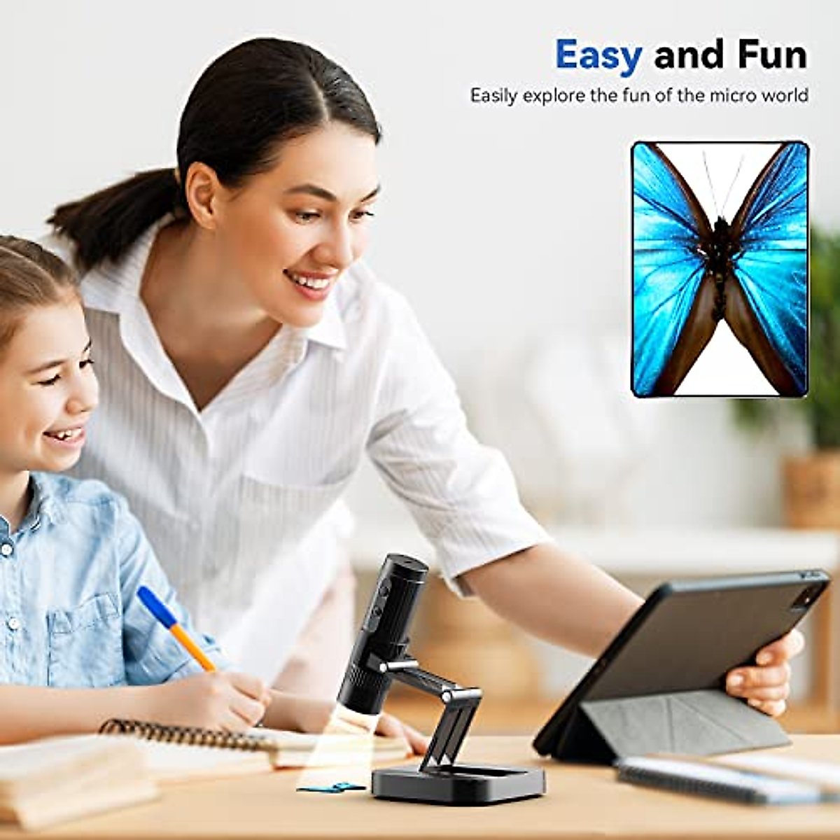 TOMLOV DM1S Wireless Digital Microscope [Easy and Fun] 50X-1000X 1080P HD WiFi Portable Handheld USB Trichome Mini Coin Microscope Camera Magnifier with Stand for iPhone iPad Android Phone & PC