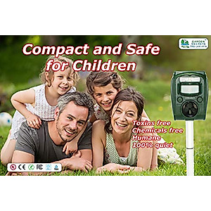 GARDEN SECRETS (2023 Version) Compact Solar Ultrasonic Animal Repellent. Skunk Raccoon Deer Coyote Cat Rat Mice etc Deterrent. Keep Pests Away from Your Property Within 2-4 Weeks. (Green, 3 Pack)