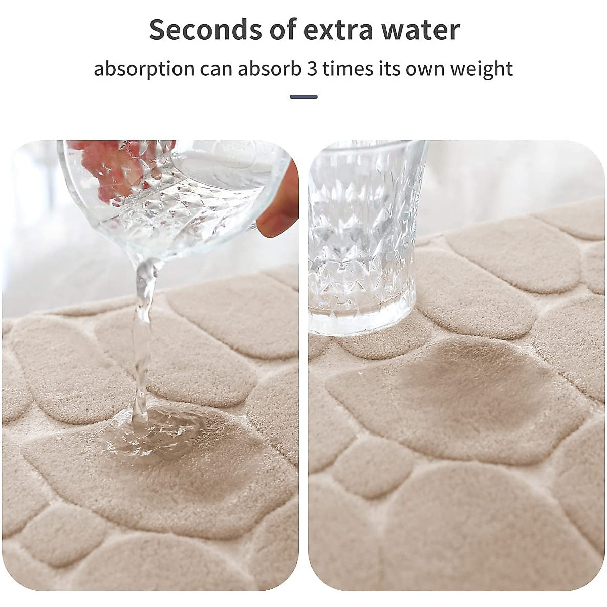 YIHOUSE Memory Foam Bath Mat Cobblestone Bathroom Rugs Super Water Absorbent Bath Mats for Bathroom Machine Washable Bath Rugs(24 x 36,Khaki)