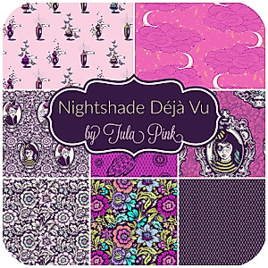 Nightshade Déjà Vu Fat Quarter Bundle (8 Pieces) by Tula Pink for Free Spirit 18 x 21 inches (45.72 cm x 53.34 cm) Fabric cuts DIY Quilt Fabric