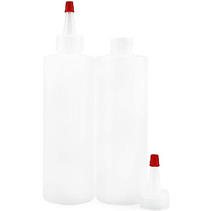 Cornucopia 8oz HDPE Plastic Squeeze Bottles w/Yorker Tips (6-Pack), Empty Refillable Bottles for Arts, Crafts & Kitchen (6 Pack)
