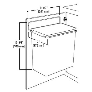 Knape & Vogt White 13 in. H x 10 in. W x 7 in. D Plastic in-Cabinet Door Mount Trash Can