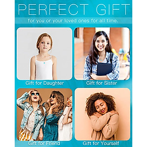 MIDDLUX Gold Heart Necklace, Charm Necklace, March Birthstone Jewelry, March Birthstone Necklace, Aquamarine Necklace, March Birthday Gifts for Women