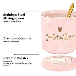 YHRJWN - Godmother Gift, Godmother Coffee Mug, Godmother Gifts from Godchild, Birthday Christmas Godmother Gifts for Women, Godmother Proposal Gifts, Pink Marble Mug 12 Oz with Gift Box