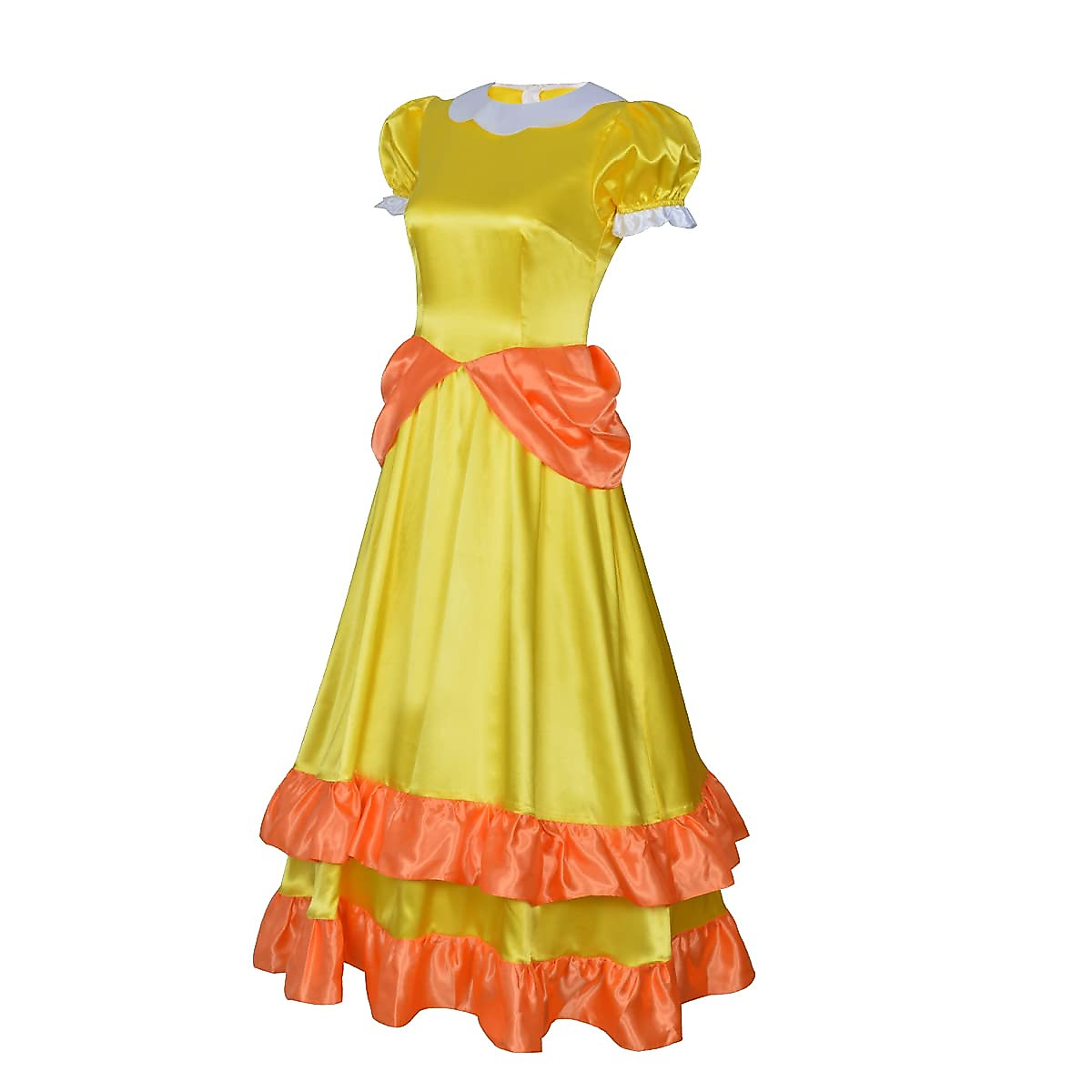 Women Princess Peach Costume Super Brothers Party Gown Ball Dress (Princess Daisy, Medium)