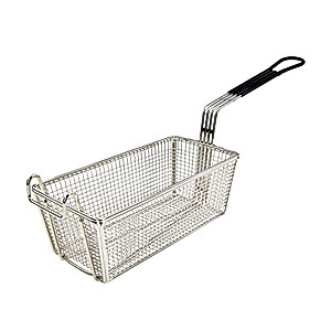 Wincо FB-05, 10-Inch Heavy-Gauge Deep Fry Basket with Black Coated Handle, French Fries Fryer Basket, NSF