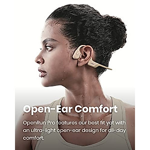 SHOKZ OpenRun Pro - Open-Ear Bluetooth Bone Conduction Sport Headphones - Sweat Resistant Wireless Earphones for Workouts and Running with Premium Deep Base - Built-in Mic, with Hair Band