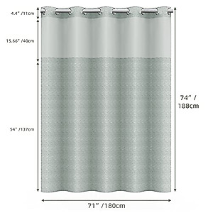 ANYEV Waffle Shower Curtain, Fabric Shower Curtains Hotel Grade No Hooks Needed Shower Curtain with Snap in Liner,Water Repellent Silver Grey