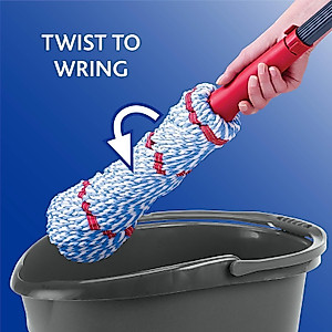 O-Cedar MicroTwist MAX Microfiber Twist Mop with 2 Extra Refills | Features Hands-Free Wringing | Extra Large 18-Inch Mop Head | Safe on All Floor Types,Red