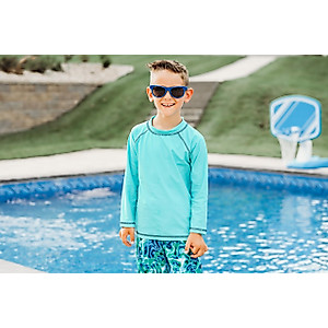 Made in USA Baby Boys and Girls Solid Rashguard Swimming Tee Shirt Rash Guard SPF UPF Sun Protection for Summer Beach Pool and Play, Bright Lt. Blue, 12-18 mon, L/S