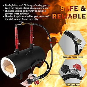 Camoo Double Burner Gas Propane Forge Furnace Blacksmithing Knife Tool Making Farriers Portable Dual Large Capacity, Oval, Deluxe Kit Jewelry Knife