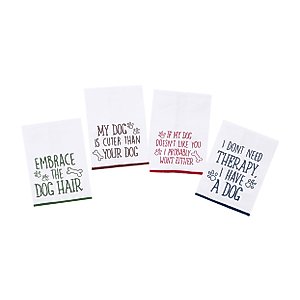 Dog Funny Sayings Kitchen Towels with Hang Loops, Set of 4