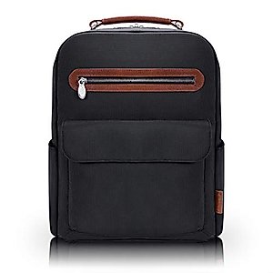 McKlein Logan, 1680D Ballistic Nylon with Leather Trim, 17" Nylon, Two-Tone, Dual-Compartment, Laptop & Tablet Backpack, Black (79085)