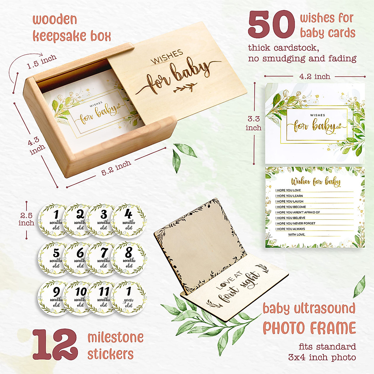 97 Decor Wishes for Baby Box - Baby Shower Guest Book Alternatives, 50 Pcs Baby Advice Cards for Baby Shower Book, Well Wish Cards for Baby Shower Keepsake Box, Baby Shower Games Gifts