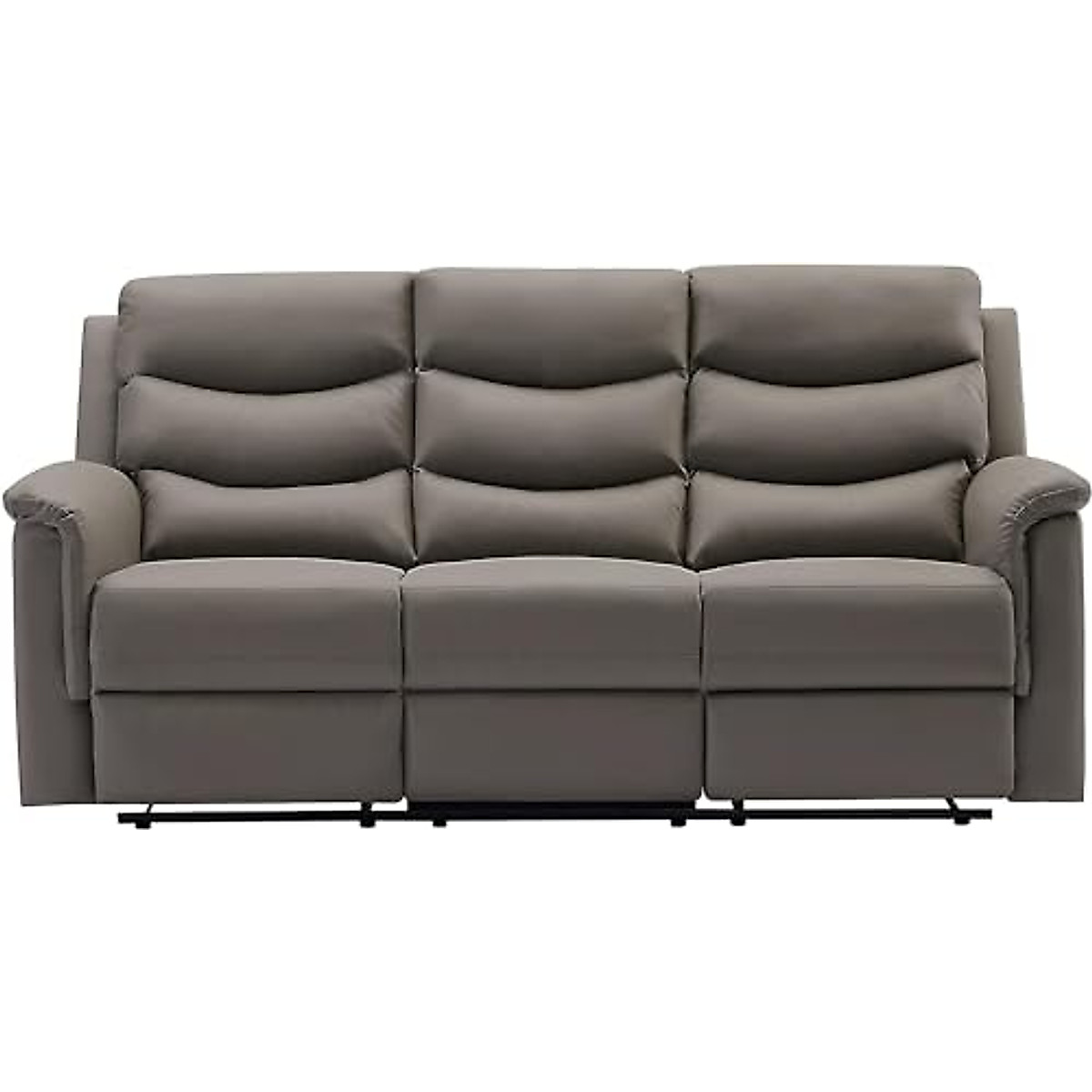 FULife 3+2 Modern Upholstered Manual Sectional Sofa Set with 1 Center Console&4 Cup Holders,Three Seaters Recliner Sofá and Loveseat Couch for Living Room/Apartment/Office/Theater, Gray PU A+B 77.5"W
