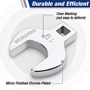WORKPRO 3/8" Drive Crowfoot Wrench Set, 10-Piece Metric Crowfoot Wrench with Clip-on Organizer, 10-19mm, Great for Automotive Repair Work Hard-To-Reach Areas