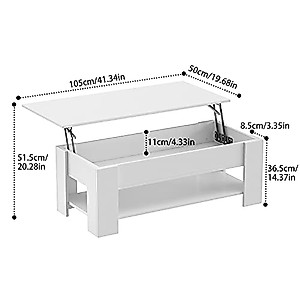 Gadroad Lift Top Coffee Table (White)