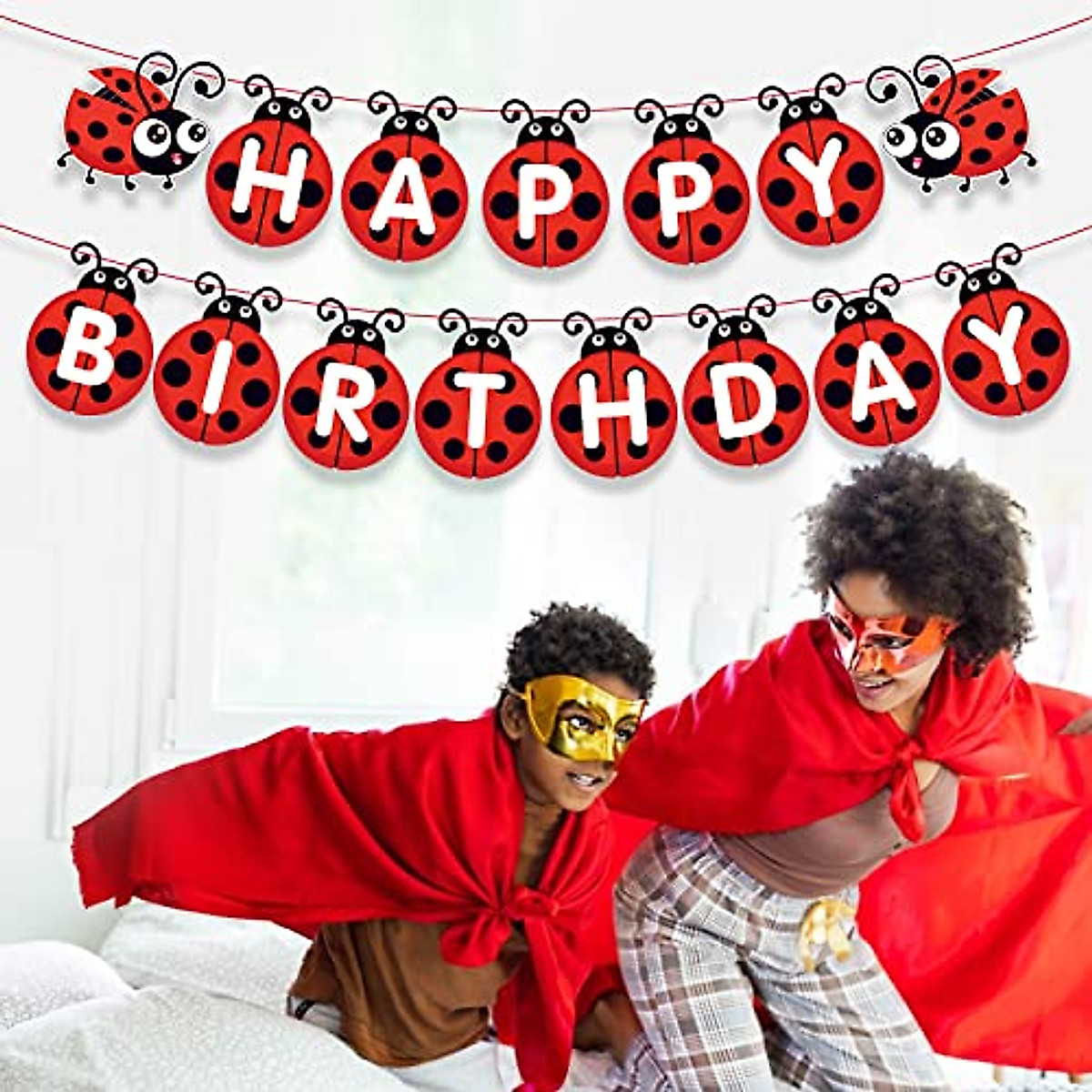 Ladybug Birthday Party Supplies Ladybug Birthday Banner, Cute Ladybird Bday Bunting Sign Ladybird Happy Birthday Banner for Ladybeetle Themed/Insect Theme Baby Shower Decorations