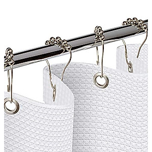 Waffle Fabric White Shower Curtain with Liner Set - Includes Free Clear Liner, Decorative Shower Curtain for Bathroom Set - Rustproof Metal Grommets Waterproof Hotel Quality 72" x 72" Heavy 290 GSM