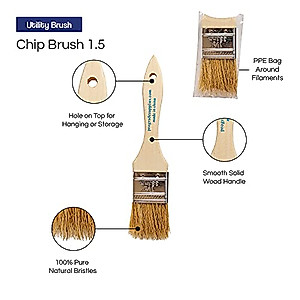 Pro Grade - Chip Paint Brushes - 36 Ea 1.5 Inch Chip Paint Brush Light Brown