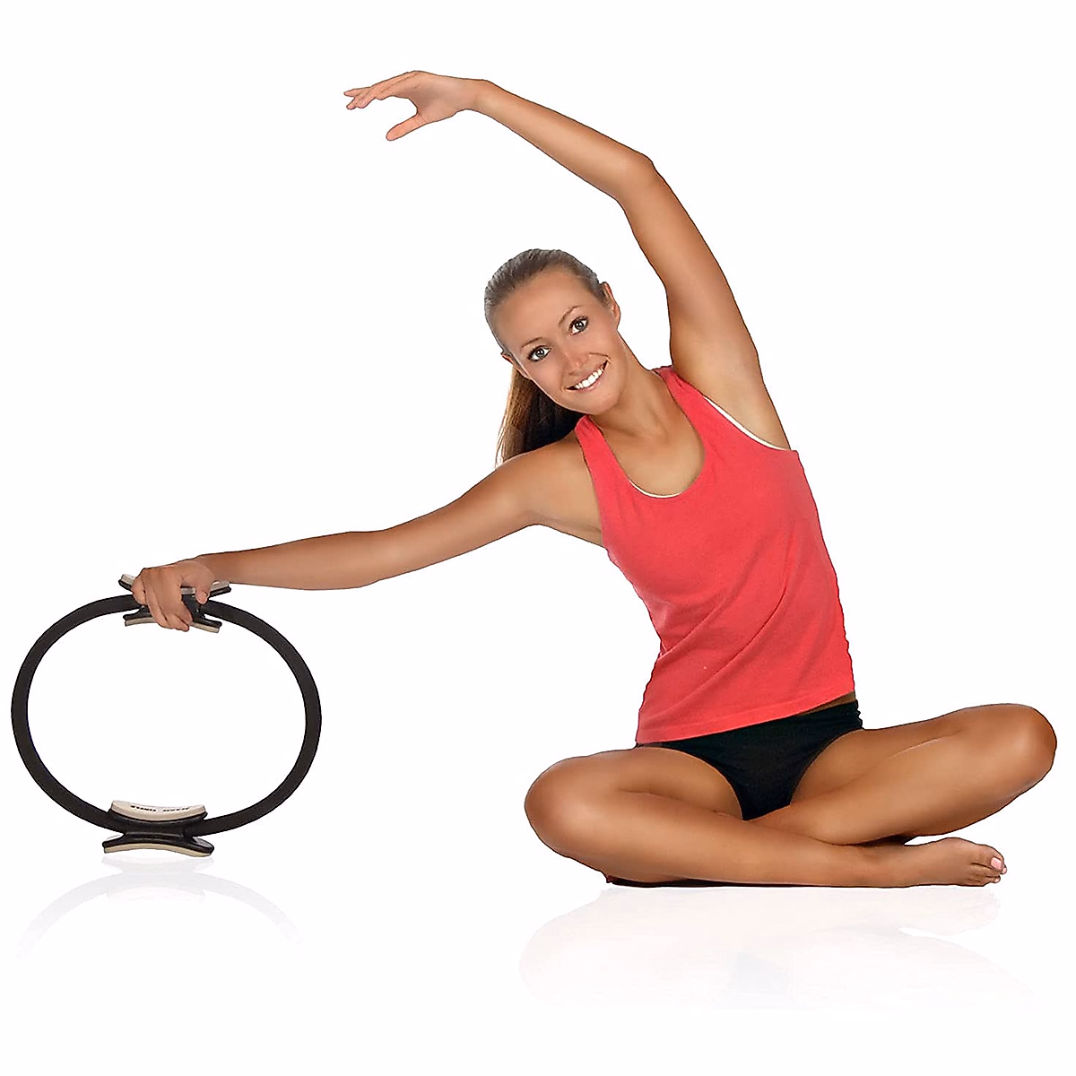 AeroPilates Magic Circle Pilates Ring for Mat & Reformer Workouts - Fitness Ring Pilates Circle with Padded Foam Grips - Arms, Chest and Inner Thigh Exercise Equipment