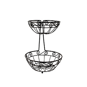 Spectrum Scroll Fruit Stand 2-Tier (Black) - Kitchen Counter Organizer for Produce & Food Storage