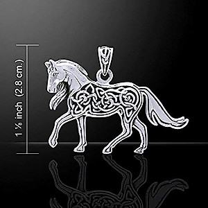 Jewelry Trends Large Celtic Knot Horse Equestrian Sterling Silver Pendant