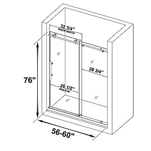 WOODBRIDGE MSDC 6076-MBL Shower Door, 60"x76", MBL