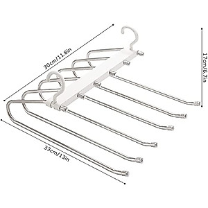 Pants Hangers Space Saving-6 in 1 Stainless Steel Magic Pants Hangers Pants Organizer-Non-Slip Closet Storage Organizer for Skirts Jeans Scarves Belts Towels Ties Leggings（1 Pack）.