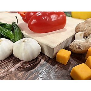 Hinoki Cypress Thick Cutting Board for Gift, Customized Laser Engraving and Wood Burning | Artisan Handmade One Solid Piece | Made in Korea (17.3"X9.5", Large)