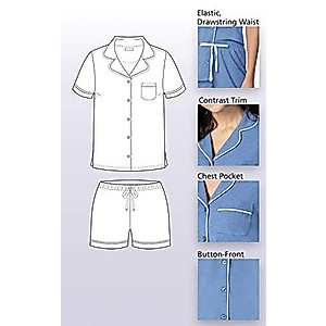 PajamaGram Cotton Womens Pajama Sets - Womens Pajama, Blue, 1X (18W-20W)
