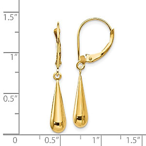 14K Yellow Gold Teardrop Drop Dangle Earrings