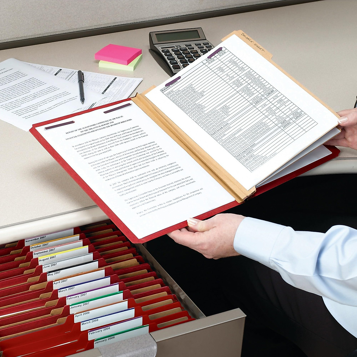 Smead Pressboard Classification File Folder with SafeSHIELD Fasteners, 3 Dividers, 3" Expansion, Legal Size, Bright Red, 10 per Box (19095)