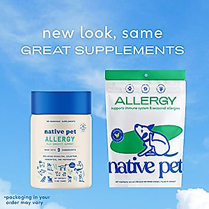 Native Pet Dog Allergy Chews – Natural Dog Skin Allergies Treatment – Anti Itch for Dogs Allergy Relief – Dog Probiotics for Itchy Skin - 60 Chews