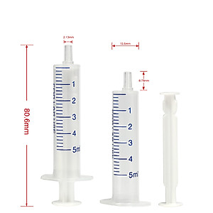 12 Pack 5 ml Syringe, luer slip syringe, without needle for Liquid refilling, DIY Crafts, Scientific Labs by Labfil