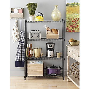 Whitmor Supreme 4 Tier Shelving with Adjustable Shelves and Leveling Feet - Black