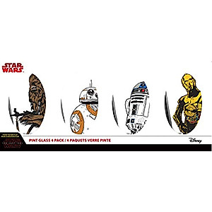 Star Wars Classic Pint Glass Set - 16 oz. Glass Capacity - Set of 4 Glasses - Classic Shape
