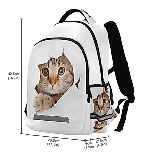 Dallonan Backpack Lovely Cat Funny Animal White School College Backpack Laptop Casual Daypack