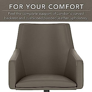 Bush Business Furniture London Mid Back Leather Box Chair in Washed Gray